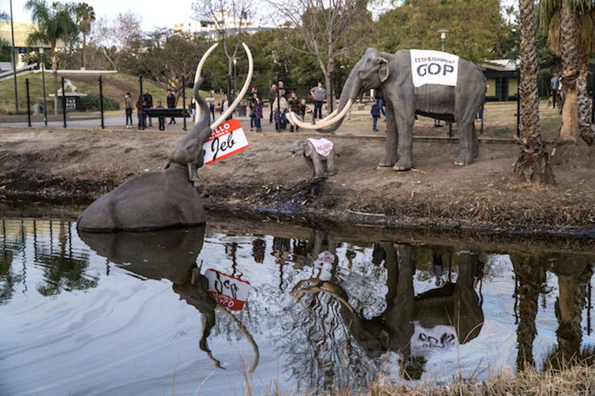 Street Artists Invade La Brea Tar Pits to Portray GOP Establishment As ...