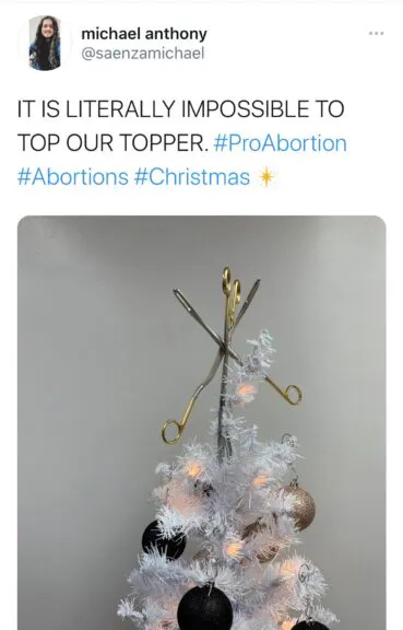 SEE IT: Abortion Executive Tops Christmas Tree With Dismemberment Clamps