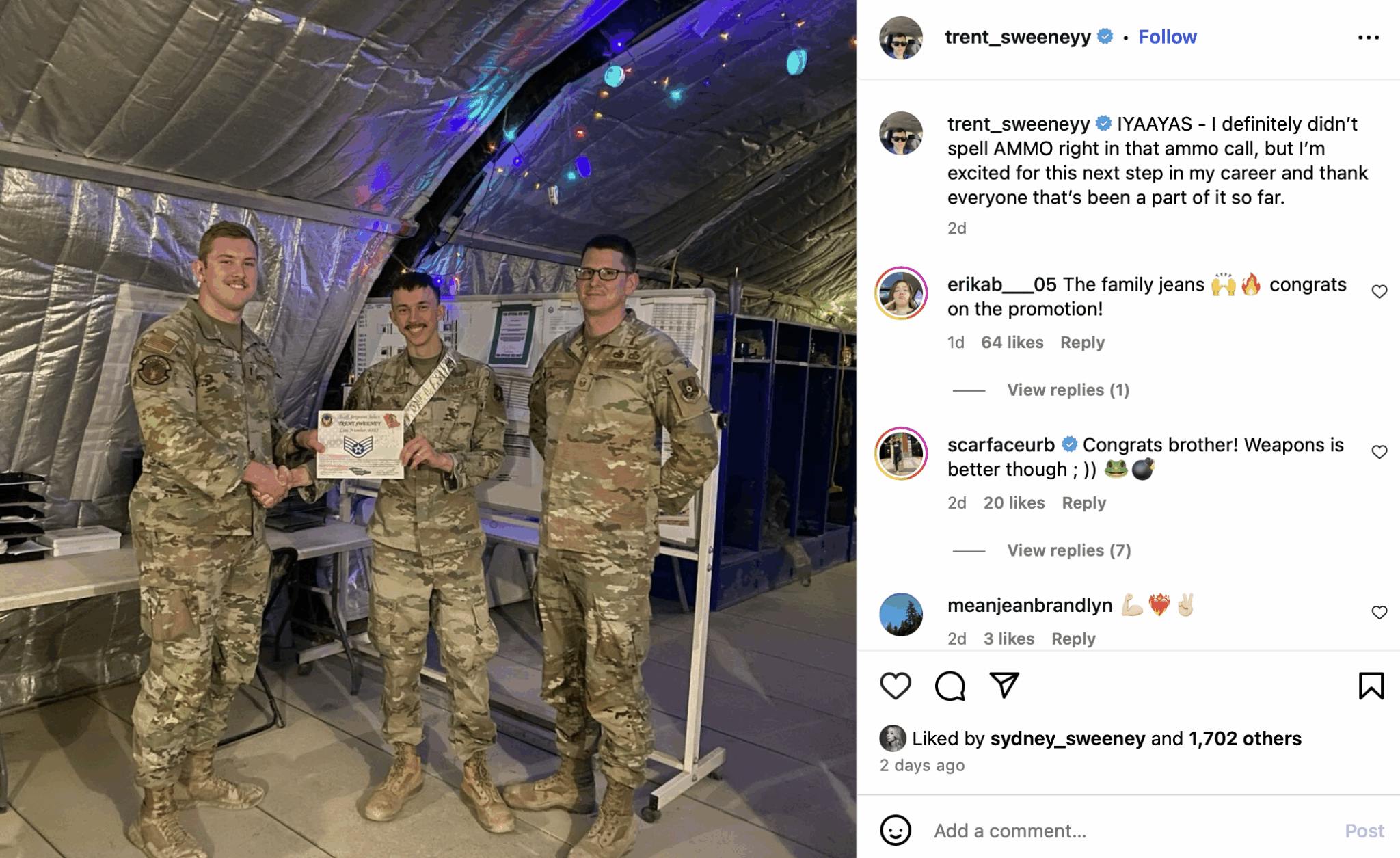 Sydney Sweeney’s Brother Celebrates Air Force Promotion With ‘Good ...